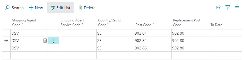Replacement Post Codes | Logtrade Connect